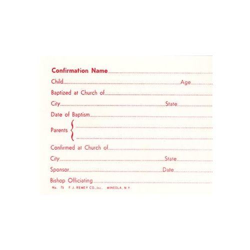 75 Confirmation Name Card– Patrick Baker and Sons