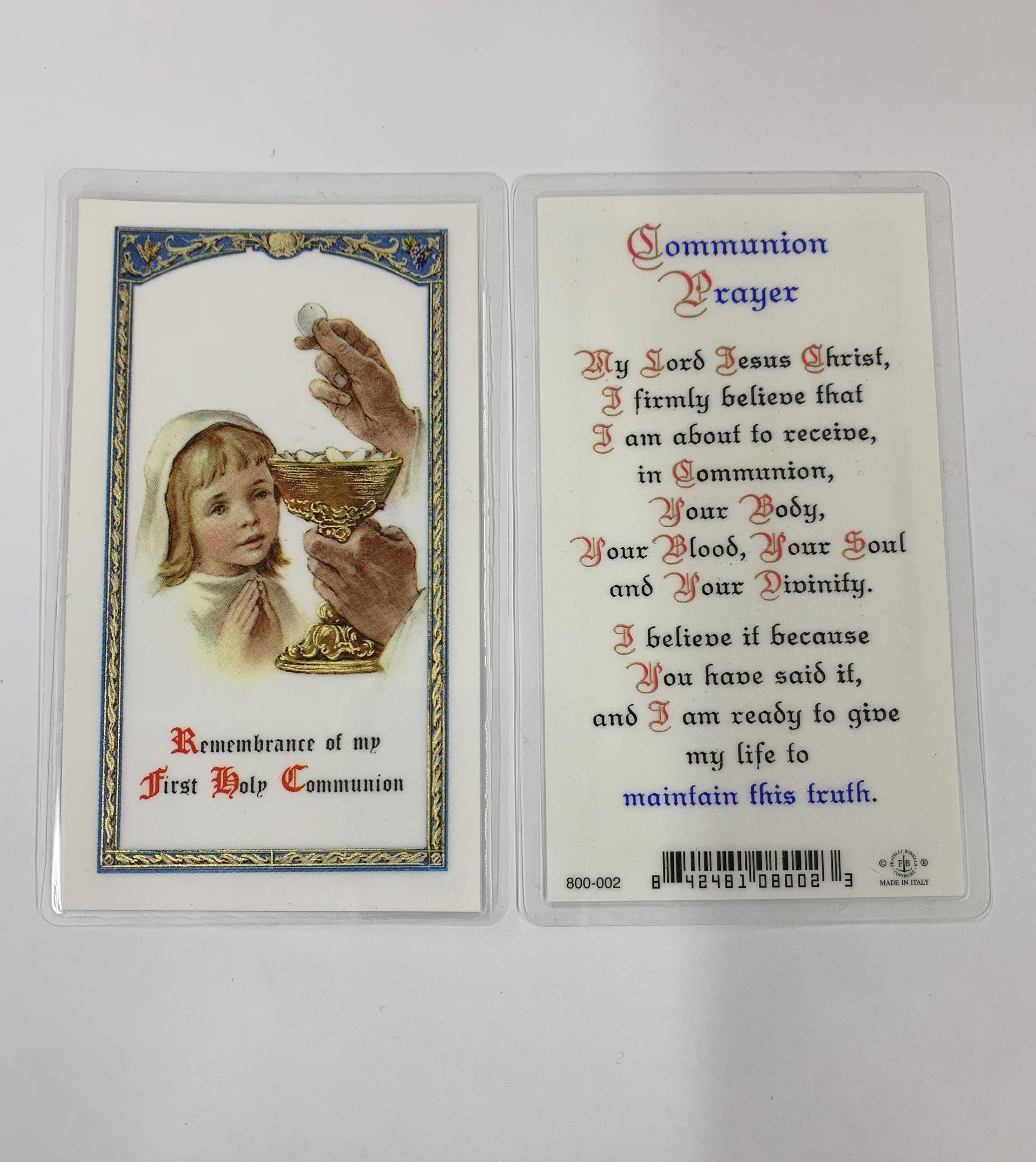 800-001 GIRL COMMUNION PRAYER CARD– Patrick Baker Church Goods